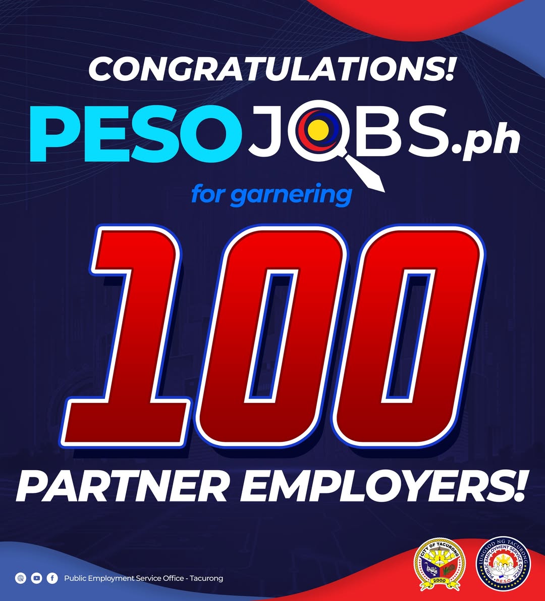 𝐏𝐄𝐒𝐎 𝐉𝐎𝐁𝐒 𝐏𝐇 𝐑𝐄𝐀𝐂𝐇𝐄𝐒 𝟏𝟎𝟎 𝐏𝐀𝐑𝐓𝐍𝐄𝐑 𝐄𝐌𝐏𝐋𝐎𝐘𝐄𝐑𝐒! 👏 - PESO Jobs PH